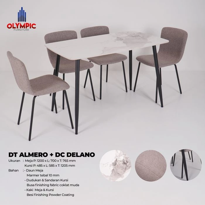 Meja Makan DT Almero + Kursi Makan DC Delano