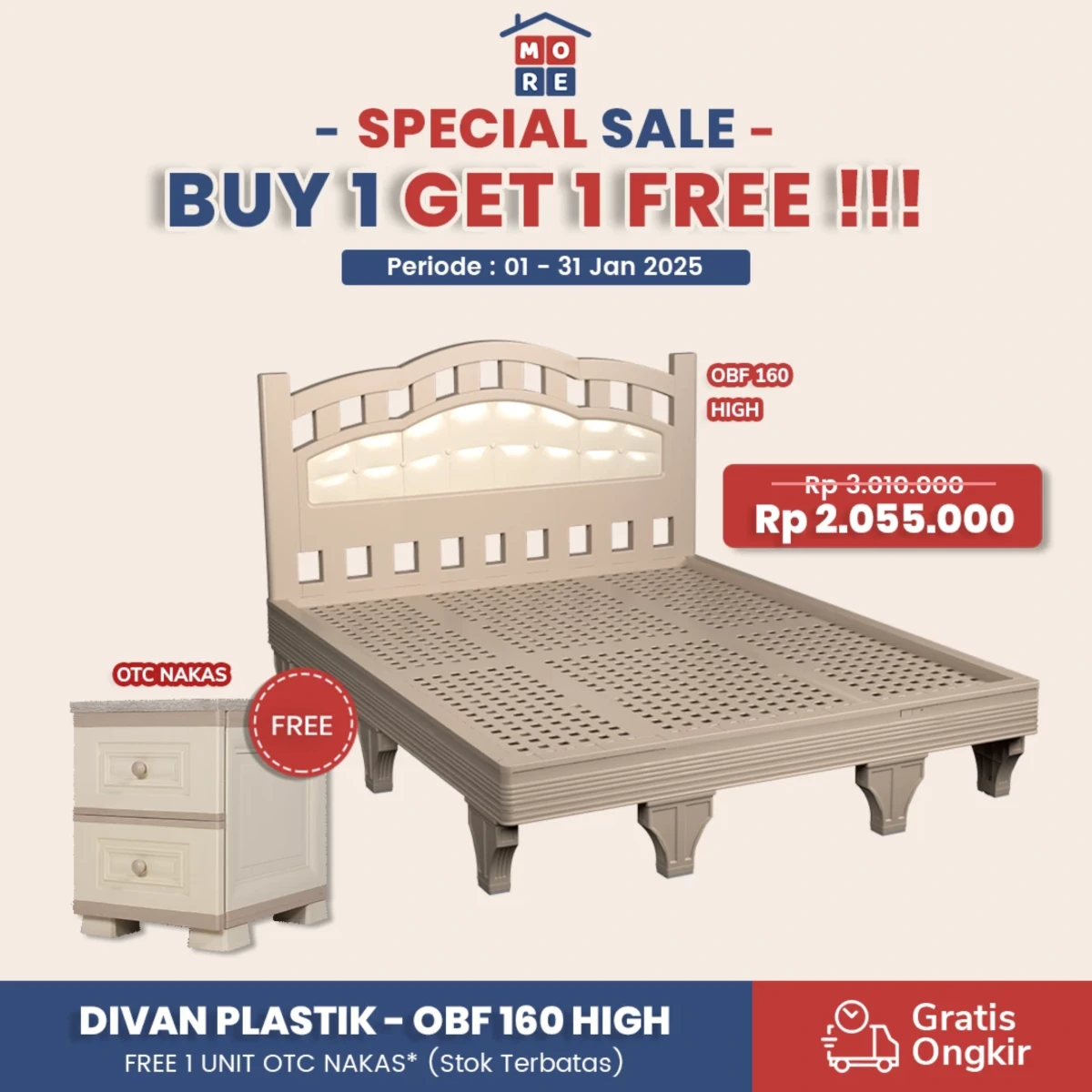 Divan Plastik Sandaran - OBF 160 | Olymplast Plastic Furniture